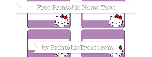 Free Pastel Light Plum Hello Kitty Name Tags — Printable Treats.com