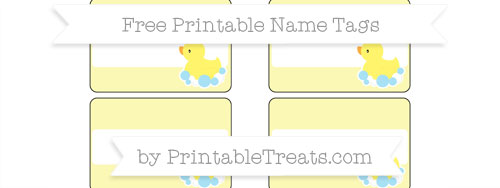 Free Pastel Light Yellow Baby Duck Name Tags — Printable Treats.com