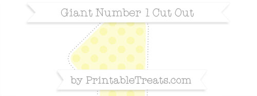 Pastel Light Yellow Polka Dot Giant Number 1 Cut Out — Printable Treats.com