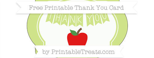 Pastel Lime Green Apple Thank You Card — Printable Treats.com