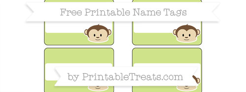 Free Pastel Lime Green Boy Monkey Name Tags — Printable Treats.com
