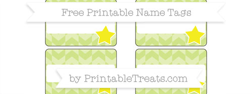 Free Pastel Lime Green Herringbone Pattern Star Name Tags — Printable ...