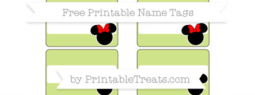 Free Pastel Lime Green Minnie Mouse Name Tags — Printable Treats.com