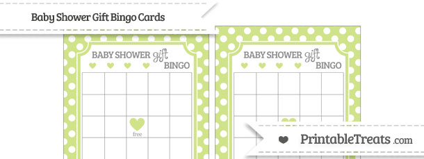 Pastel Lime Green Polka Dot Baby Shower Gift Bingo Cards — Printable ...