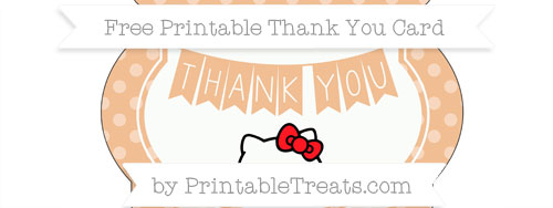 Pastel Orange Dotted Pattern Hello Kitty Thank You Card — Printable ...
