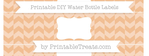 Pastel Orange Herringbone Pattern DIY Water Bottle Labels — Printable ...