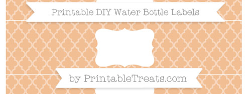 Pastel Orange Moroccan Tile DIY Water Bottle Labels — Printable Treats.com