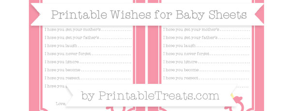 Pastel Pink Baby Pacifier Wishes for Baby Sheets — Printable Treats.com