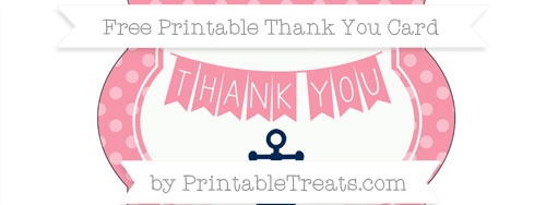 Pastel Pink Dotted Pattern Nautical Thank You Card — Printable Treats.com
