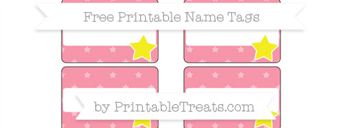 Free Pastel Pink Star Pattern Star Name Tags — Printable Treats.com