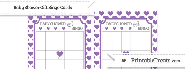 Pastel Plum Heart Pattern Baby Shower Gift Bingo Cards — Printable ...