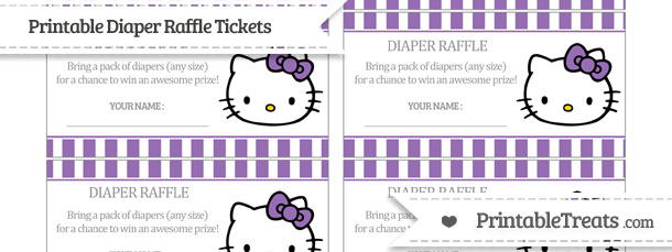 Free Pastel Plum Striped Hello Kitty Diaper Raffle Tickets — Printable ...