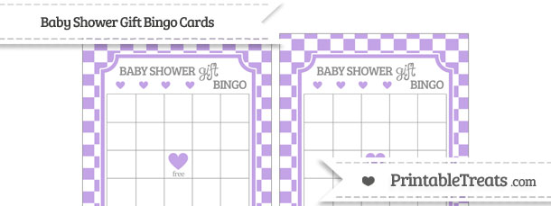 Pastel Purple Checker Pattern Baby Shower Gift Bingo Cards — Printable ...
