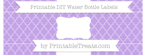 Pastel Purple Moroccan Tile DIY Water Bottle Labels — Printable Treats.com