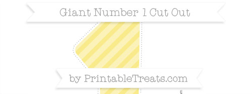 Pastel Yellow Diagonal Striped Giant Number 1 Cut Out — Printable ...
