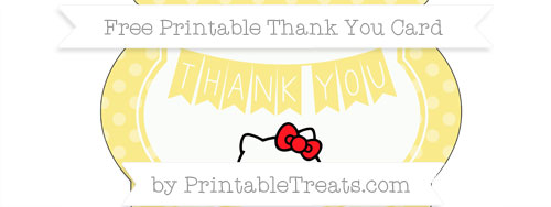 Pastel Yellow Dotted Pattern Hello Kitty Thank You Card — Printable ...