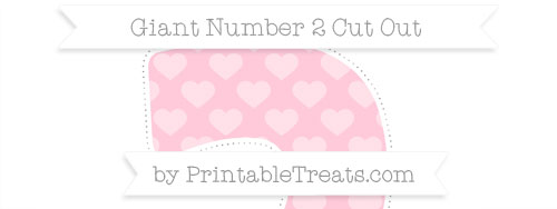 Pink Heart Pattern Giant Number 2 Cut Out — Printable Treats.com