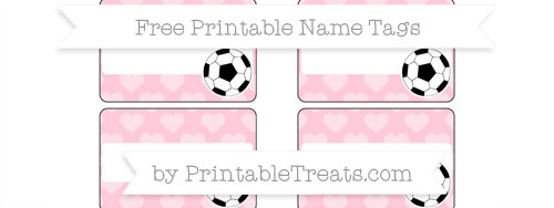 Free Pink Heart Pattern Soccer Name Tags — Printable Treats.com
