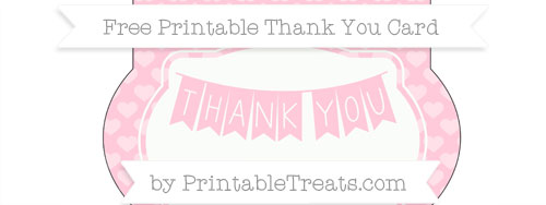 Pink Heart Pattern Thank You Card — Printable Treats.com