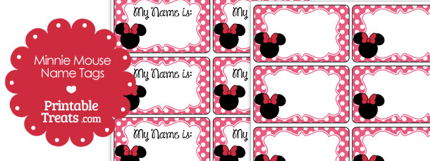 Pink Minnie Mouse Name Tags — Printable Treats.com