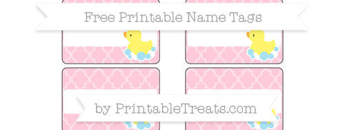Free Pink Moroccan Tile Baby Duck Name Tags — Printable Treats.com