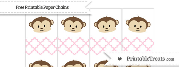 Pink Moroccan Tile Boy Monkey Paper Chains — Printable Treats.com