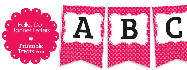 Pink Polka Dot Banner Letters A-M — Printable Treats.com