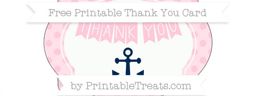 Pink Polka Dot Nautical Thank You Card — Printable Treats.com
