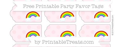 Pink Polka Dot Rainbow Party Favor Tags — Printable Treats.com