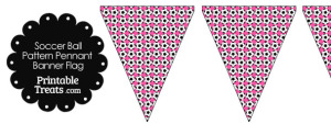 Pink Soccer Ball Pattern Pennant Banner Flag — Printable Treats.com