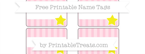 Free Pink Striped Star Name Tags — Printable Treats.com