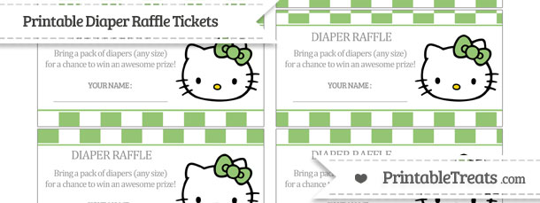 Free Pistachio Green Checker Pattern Hello Kitty Diaper Raffle Tickets ...