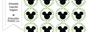 Free Pistachio Green Checker Pattern Mickey Mouse Cupcake Toppers ...