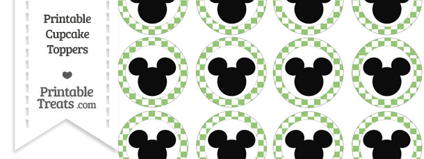 Free Pistachio Green Checker Pattern Mickey Mouse Cupcake Toppers ...