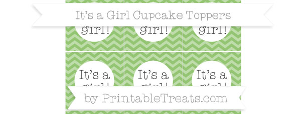 Pistachio Green Chevron Its a Girl Cupcake Toppers — Printable Treats.com
