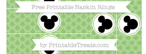 Pistachio Green Fish Scale Pattern Mickey Mouse Napkin Rings ...