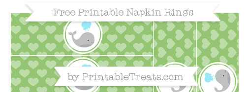 Free Pistachio Green Heart Pattern Whale Napkin Rings — Printable ...