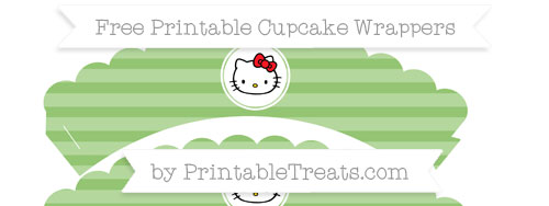 Free Pistachio Green Horizontal Striped Hello Kitty Scalloped Cupcake ...
