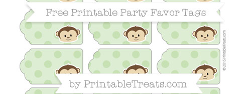 Pistachio Green Polka Dot Boy Monkey Party Favor Tags — Printable ...