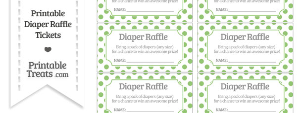 Free Pistachio Green Polka Dot Diaper Raffle Tickets — Printable Treats.com