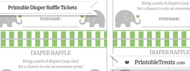 Free Pistachio Green Striped Baby Elephant Diaper Raffle Tickets ...