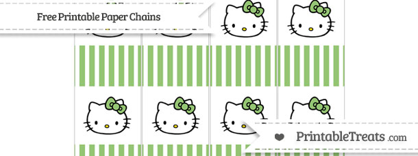 Free Pistachio Green Thin Striped Pattern Hello Kitty Paper Chains ...