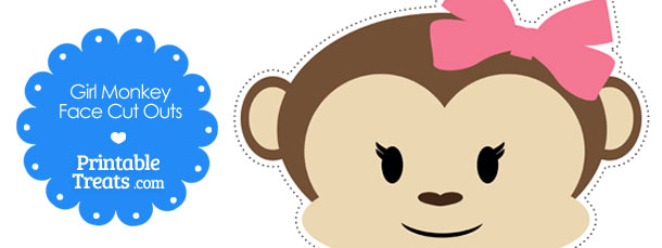 Printable Girl Monkey Face Cut Outs — Printable Treats.com