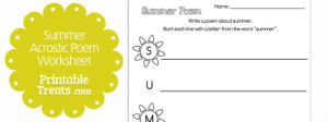 Printable Summer Acrostic Poem — Printable Treats.com