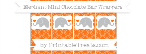 Pumpkin Orange Fish Scale Pattern Elephant Mini Chocolate Bar Wrappers ...
