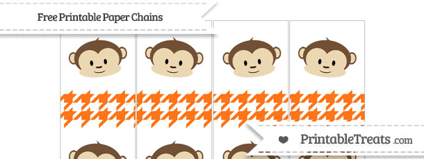 Pumpkin Orange Houndstooth Pattern Boy Monkey Paper Chains — Printable ...