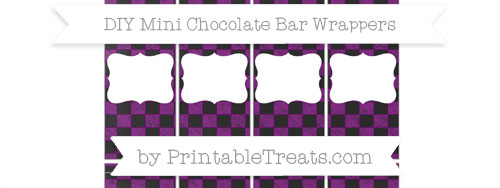 Purple Checker Pattern Chalk Style DIY Mini Chocolate Bar Wrappers ...