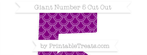 Purple Fish Scale Pattern Giant Number 5 Cut Out — Printable Treats.com