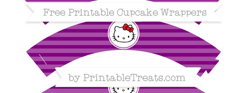Purple Horizontal Striped Hello Kitty Cupcake Wrappers — Printable ...