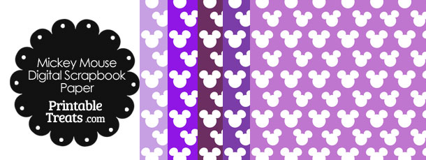 Purple Mickey Mouse Head Digital Paper — Printable Treats.com